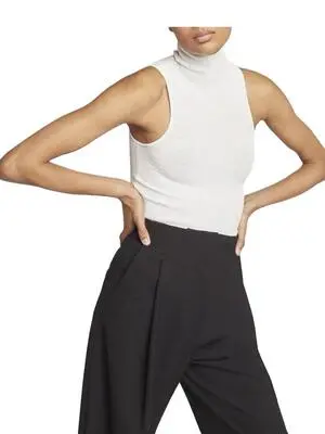 Proenza Schouler Matte Viscose Knit Ribbed Top - White