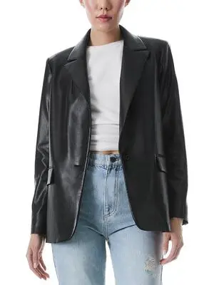 Alice + Olivia Faux Leather Blazer - Black