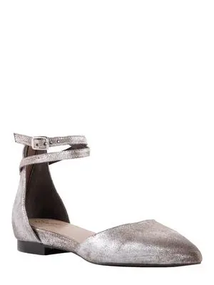 Seychelles Ankle Strap D'orsay Pointed Toe Flat - Pewter