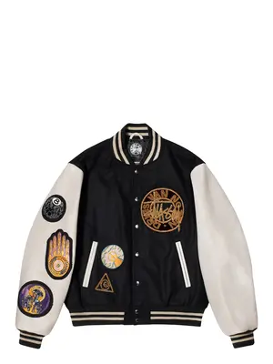 StüSsy X Dries Van Noten Varsity Jacket In Black | Editorialist