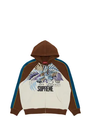 Supreme Falcon Raglan Zip Up Hooded Sweatshirt - Cream