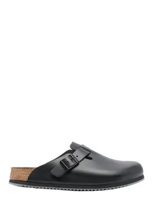 BIRKENSTOCK Boston Buckle-Embellished Slippers Black