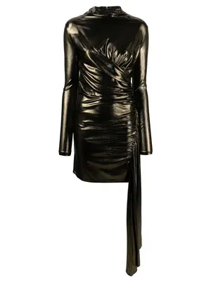Blumarine Draped Metallic Dress - Gold
