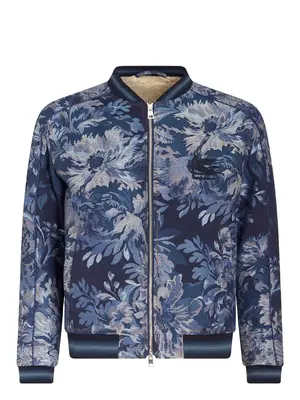 Etro Patterned Jacquard Bomber Jacket - Blue