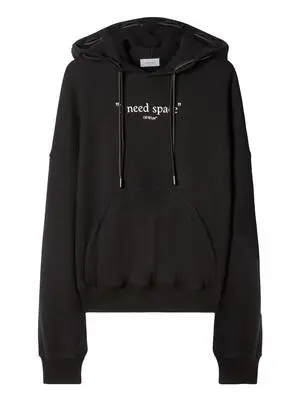 Off-White Give Me Space" Cotton Hoodie - Black