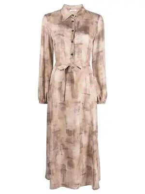 Peserico Belted Button-up Midi Dress - Neutrals