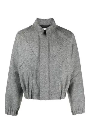 SAGE NATION Panelled Zipped Bomber Jacket - Grey