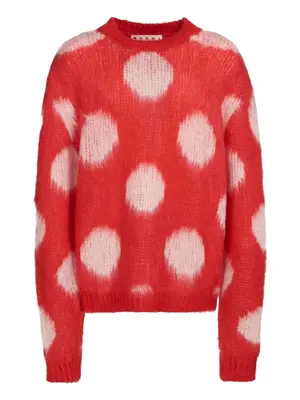 Marni Polka-dot Intarsia Jumper - Red