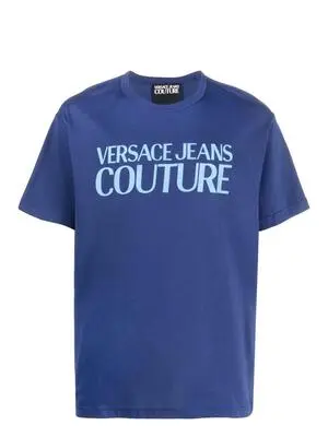 Versace Logo-print Cotton T-shirt - Blue