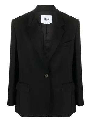 MSGM Notched-lapels Single-breasted Blazer - Black