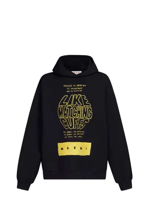 Marni Slogan-print Cotton Hoodie - Black
