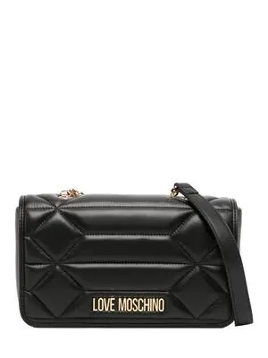 Moschino Kaleidoscope Quilted Leather Shoulder Bag - Black