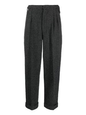 Nanushka Houndstooth-pattern Cropped Trousers - Black