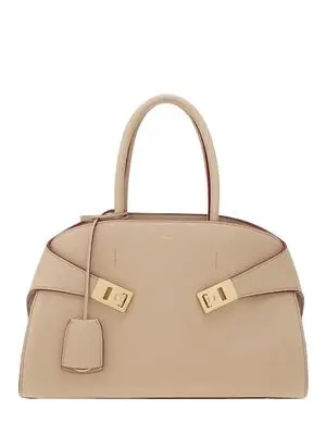 FERRAGAMO FERRAGAMO Hug Top-Handle Bag Stone