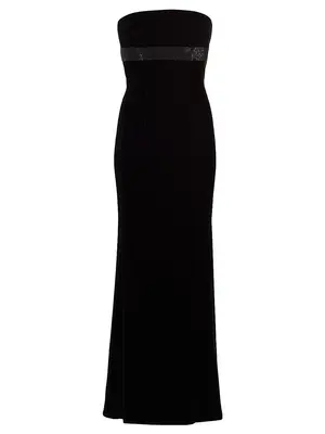 Giorgio Armani Crystal-embellished Velvet Strapless Gown - Printed