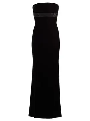 Giorgio Armani Crystal-embellished Velvet Strapless Gown - Printed