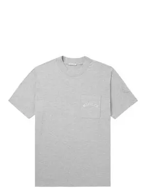 Moncler Logo-embroidered Cotton-blend Jersey T-shirt - Gray