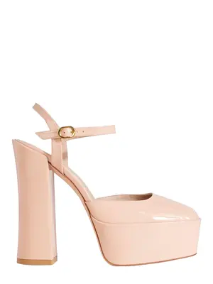 STUART WEITZMAN Sky High 145 Patent-leather Platform Pumps - Blush