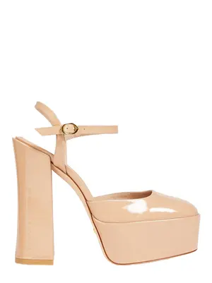 STUART WEITZMAN Sky High 145 Patent-Leather Platform Pumps Neutral