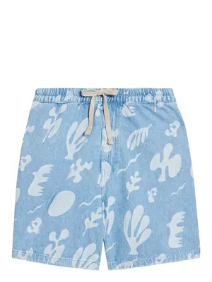 FRAME Printed Denim Shorts - Light Denim