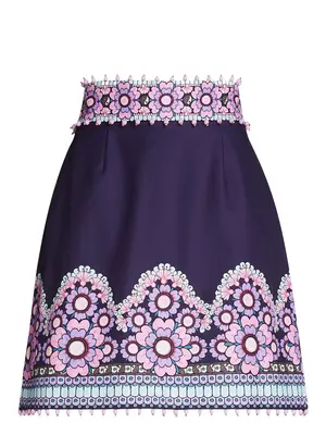 Zimmermann Embellished Printed Mini Skirt - Midnight Blue