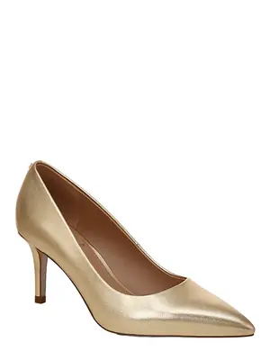 Sam Edelman Vienna Pointed Toe Mid-Heel Pumps Amber Gold
