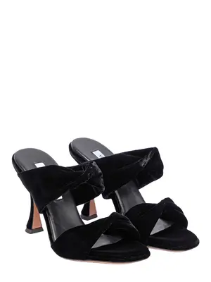 AQUAZZURA Twist Velvet Mules - Black