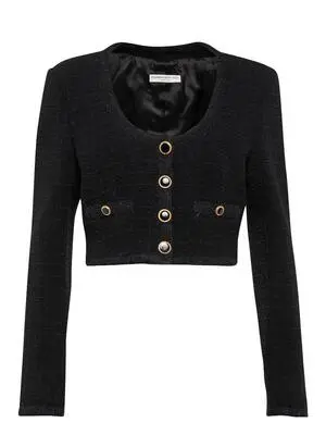 Alessandra Rich-Alessandra Rich Checked Cropped Blazer