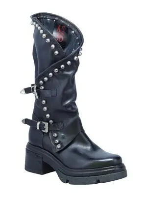 A.S.98 Easton Studded Leather Boots - Black