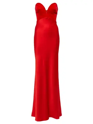 Max Mara Caldaia Crêpe Satin Maxi Dress Red