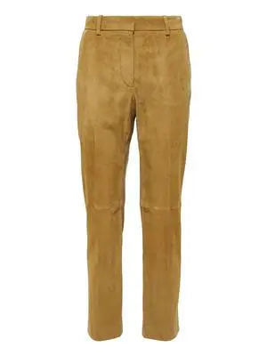 JOSEPH Coleman Cropped Suede Pants - Beige