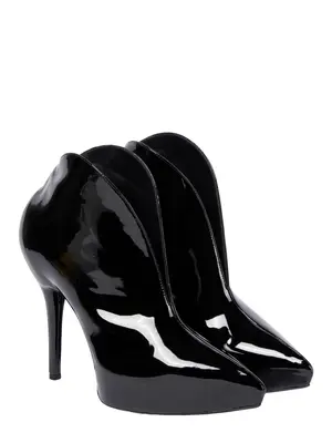 Alaïa Slick Patent Leather Ankle Boots - Black