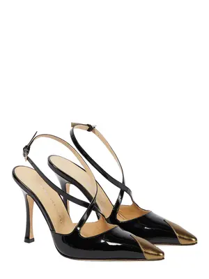 Alessandra Rich Paneled Patent Leather Pumps - Black