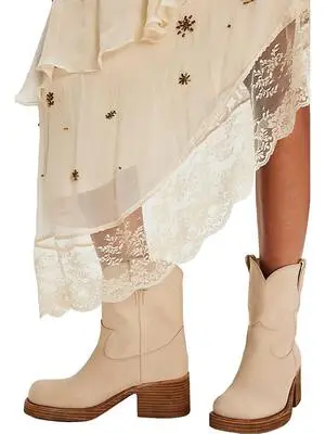 Jeffrey Campbell Sleepy Cowboy Ankle Boots - Ivory Nubuck
