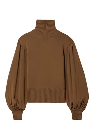 Max Mara Wool Turtleneck Sweater Brown