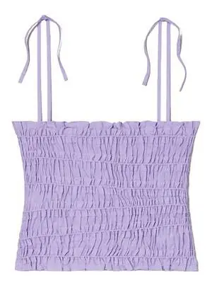 Tory Burch Smocked Cotton Top - Lilac Frost