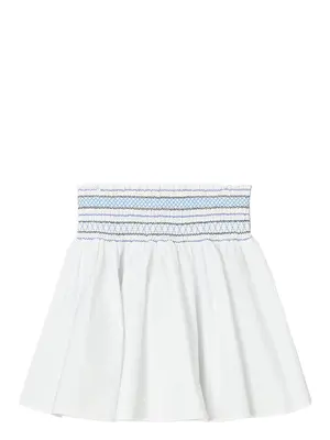 Tory Burch Tory Burch Smocked Cotton Skirt White