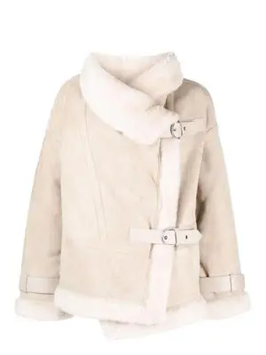 SHOREDITCH SKI CLUB Darling Shearling-trim Suede Jacket - Neutrals