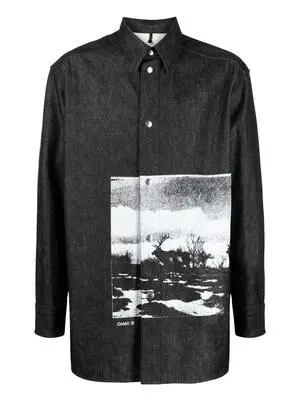 OAMC Graphic-print Cotton Shirt - Black