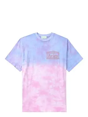 Aries Logo-print Tie-dye T-shirt - Purple