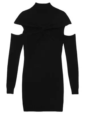 Coperni Cut-out Twisted Wool Minidress - Black