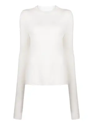 LOW CLASSIC Semi-sheer Fine-knit Jumper - White