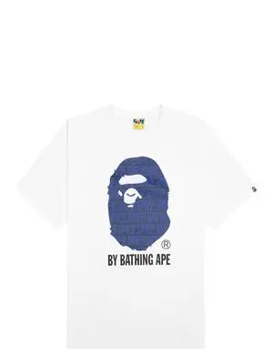 A BATHING APE Logo Monogram Bathing Ape Tee /navy - White
