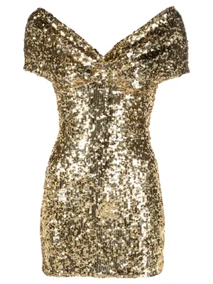ATU BODY COUTURE Off-shoulder Sequin Mini Dress - Gold
