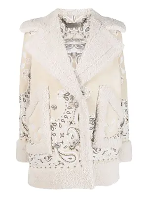 Philipp Plein Embroidered Shearling Coat - Neutrals