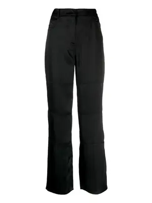 BLANCA VITA Straight-leg Satin Trousers - Black