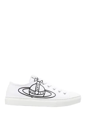 VIVIENNE WESTWOOD Orb-print Canvas Sneakers - White