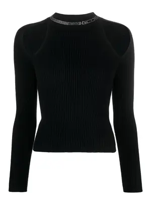 Gcds Rhinestone-embellished Knitted Top - Black