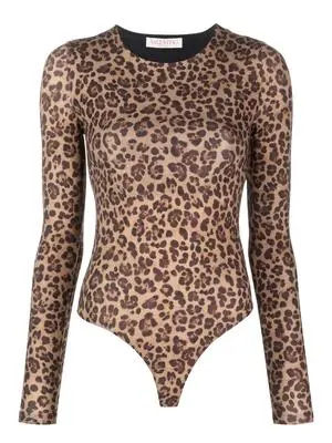 Valentino Garavani Animalier-print Jersey Bodysuit - Neutrals