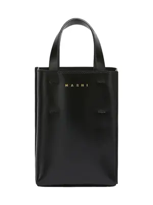 Marni Nano Museo Leather Tote - Black